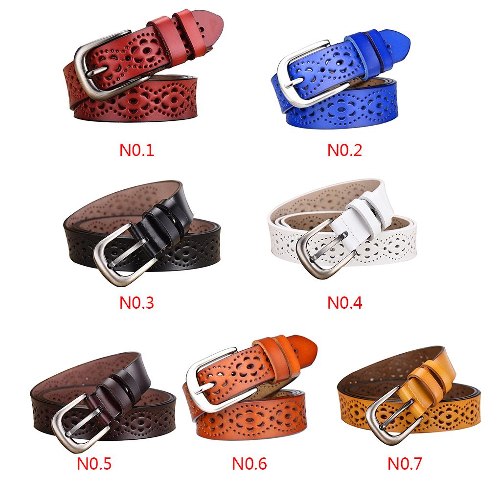 Buy Women Wide Genuine Leather Metal Rectangle Buckle Belt Girls Solid ...