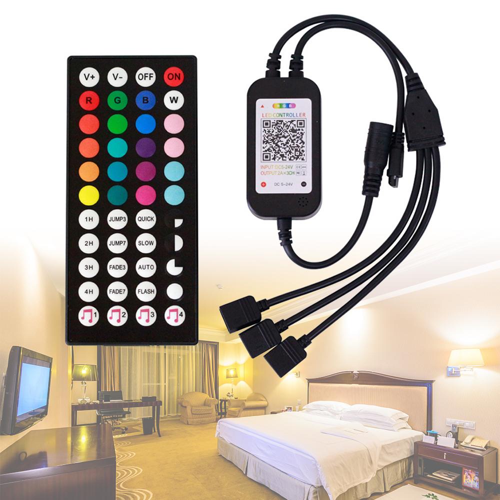 44 Keys 3-Port Voice Control Bluetooth Music Controller RGB LED ...