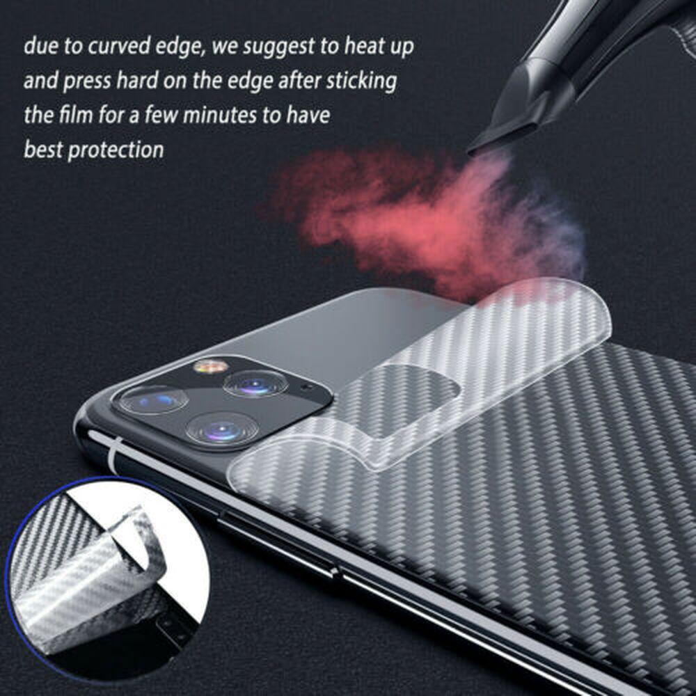 For iPhone 11 Pro Max Carbon Fiber Back Cover Film Protector uygun ...
