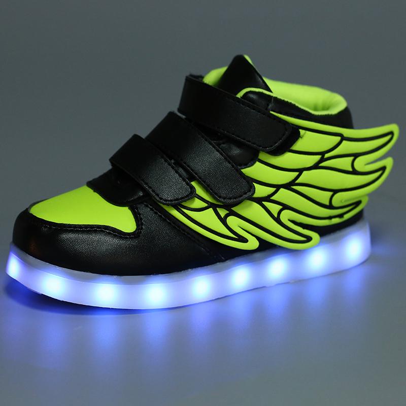 Children Shoes Wings Fashion Kids Led Light Shoes Luminous Flash Shoes ...