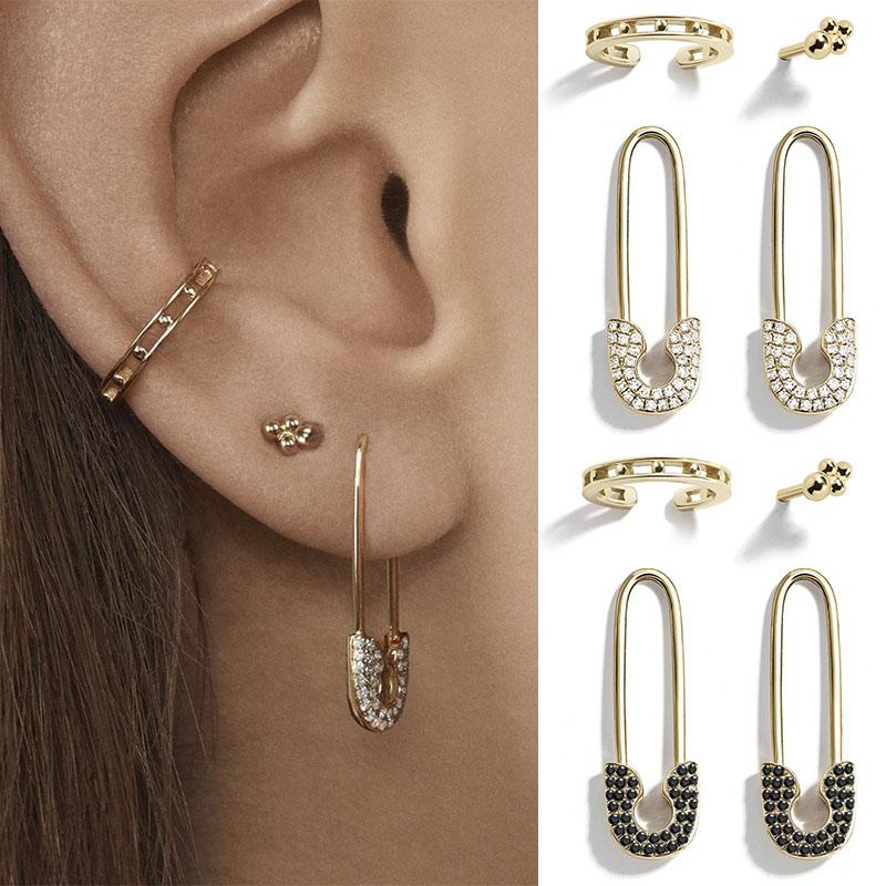 4pcs/Set Fashion Earrings Safety Pin Studs Earrings Women Gothic ...