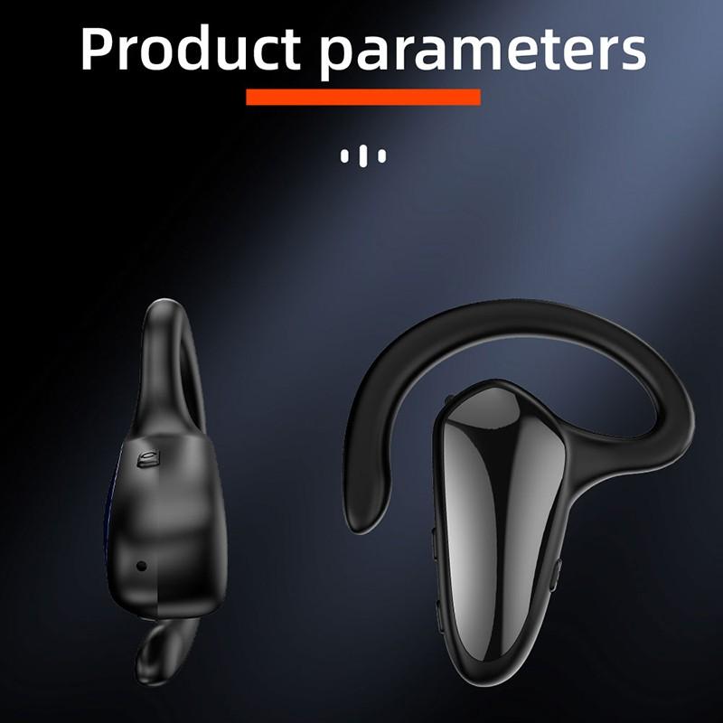 Buy Wireless Bluetooth 5.2 Headset Air Conduction Business Sport Single Ear Ear Hook LED Digital ...