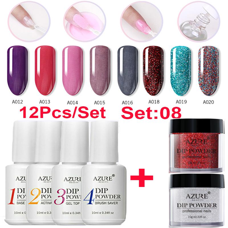Buy 12Pcs Dipping Nail Powder Kit Natural Dry Dipping System Powder DIY ...
