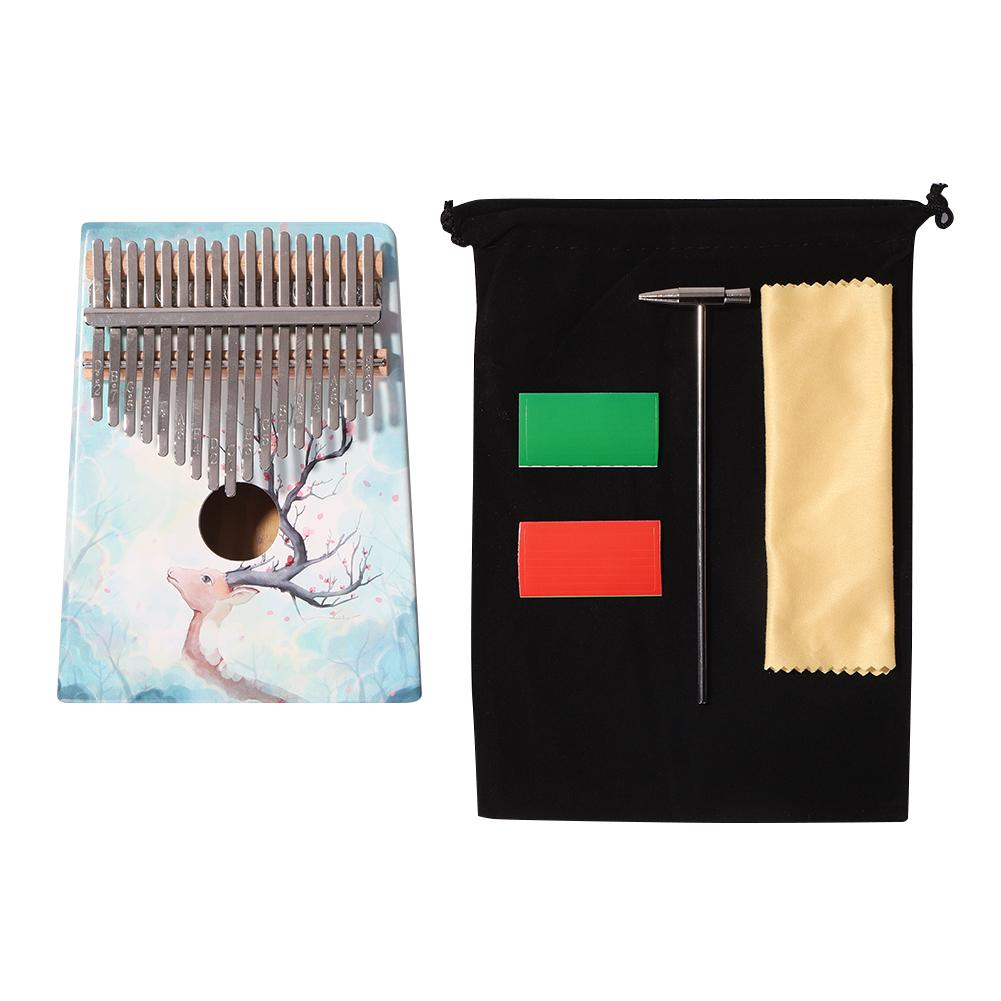 Buy 17-Key Deer Painted Mahogany Kalimba Portable Thumb Finger Musical ...