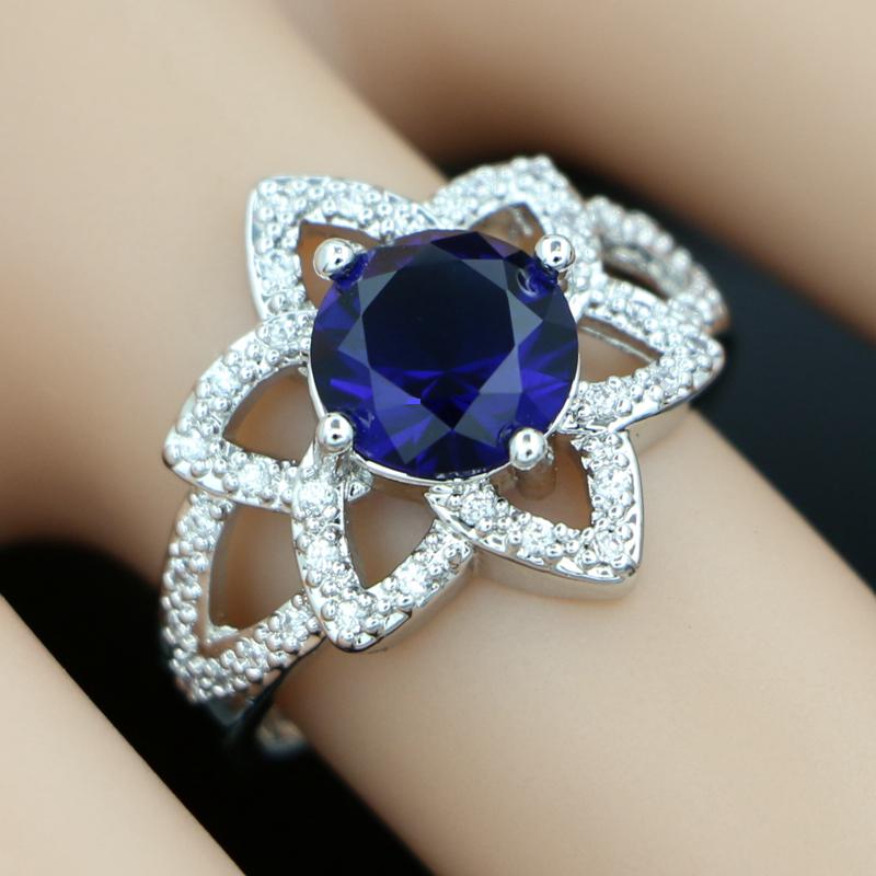 Buy Ring For Women Star Shape Ring Blue Cubic Zirconia Ring For Party ...