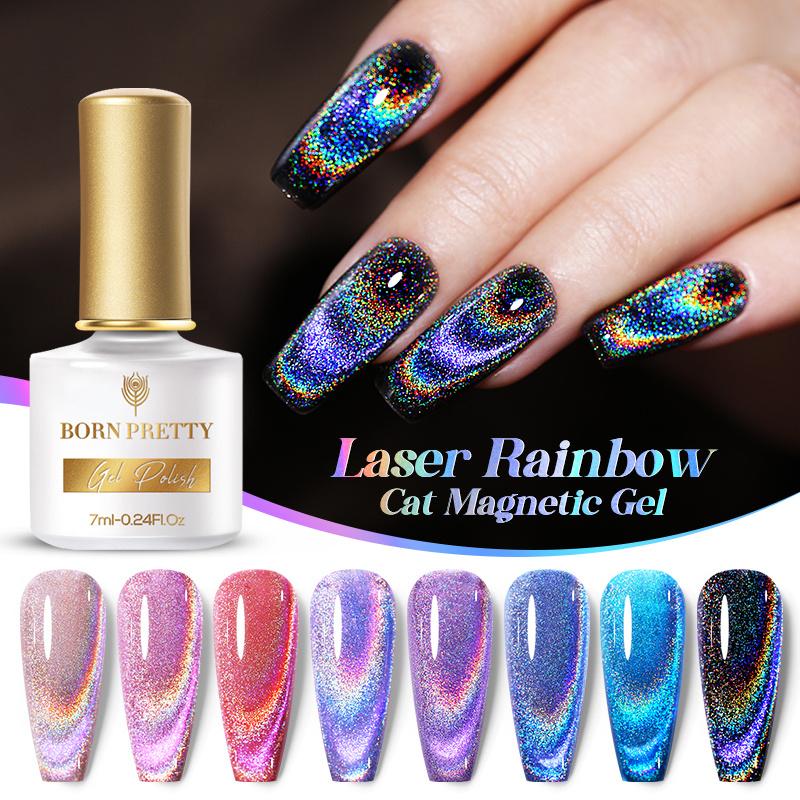 Buy BORN PRETTY Rainbow Cat Magnetic Gel Holographic Magnetic Sea Blue Reflective Flash Sparking ...