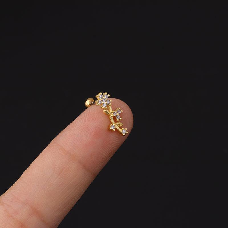 Buy 1Pc Stainless Steel Thin Rod Micro-inlaid Zircon Screw Ball ...