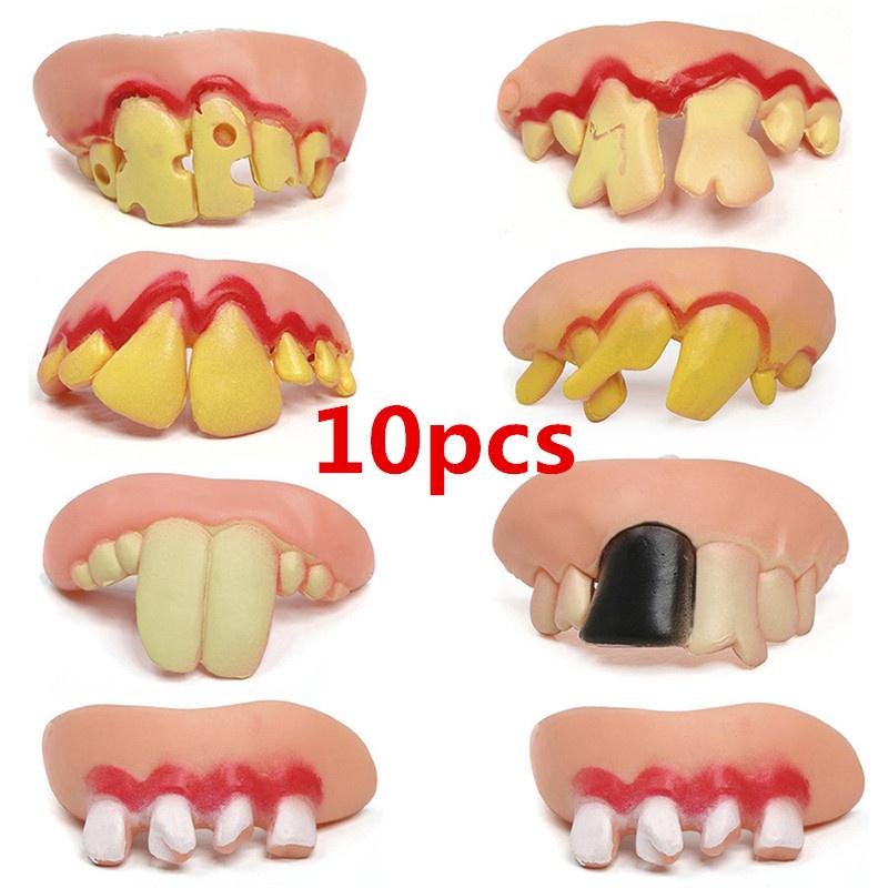 Buy 10Pcs Funny Gift Costume Party Jokes Pranks Ugly Gag Fake Teeth ...