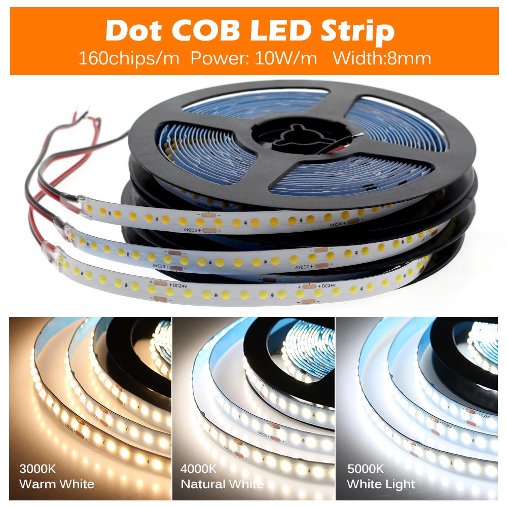 Dot COB LED Strip Light DC 12V 24V High Density COB Chip LED Lights ...