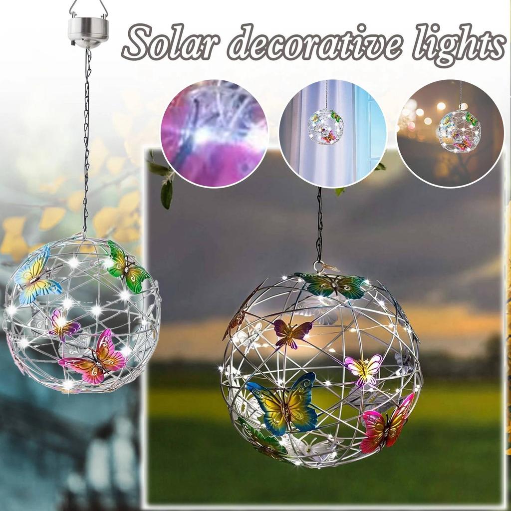 Butterfly Metal Ball Hanging Solar Light with Waterproof Weaving uygun ...