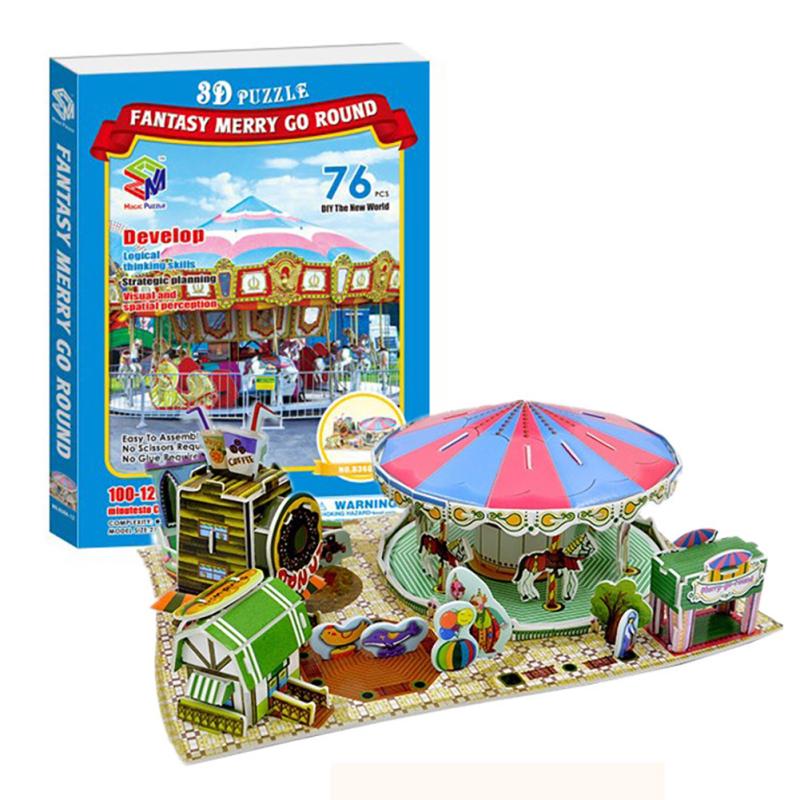 Buy 3D Three-dimensional Carousel Pirate Ship Park Paper Puzzle ...