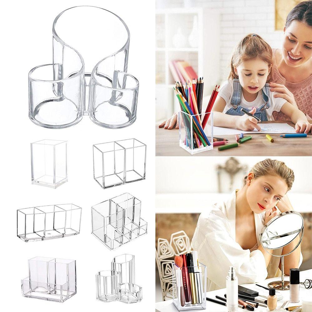 Transparent Students Makeup Brush Holder Pen Holder Cosmetics Storage ...