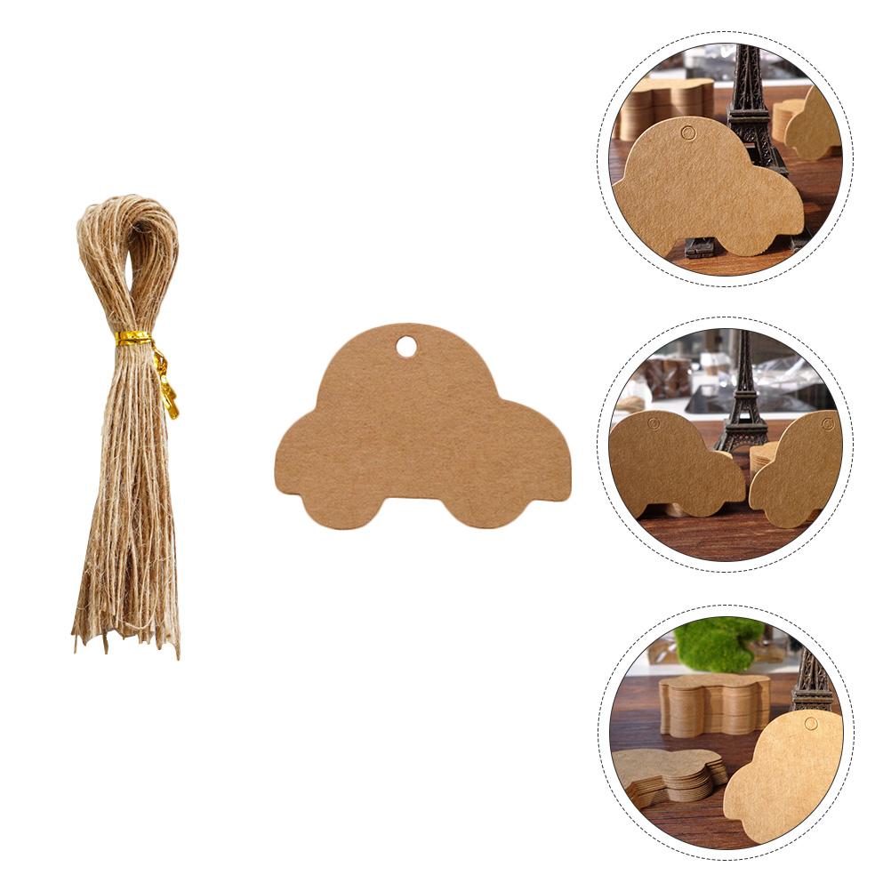 Buy 1 Set Creative Car Shape Tags Kraft Gift Paper Labels with Hemp ...