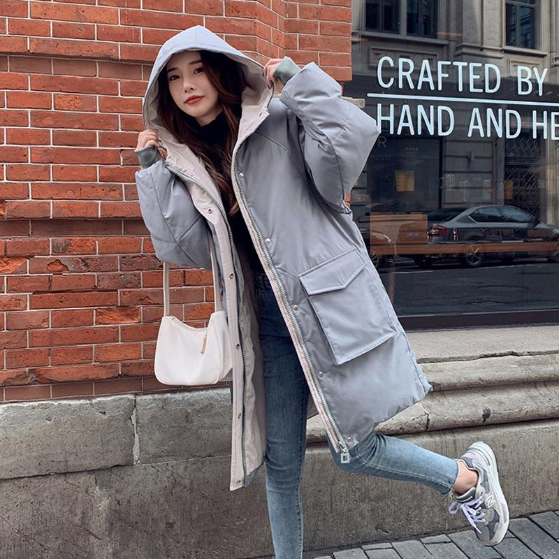 Buy Women's Mid-length Down Padded Jacket Coat Winter Loose Large Size Hooded Thick Warm Parkas ...