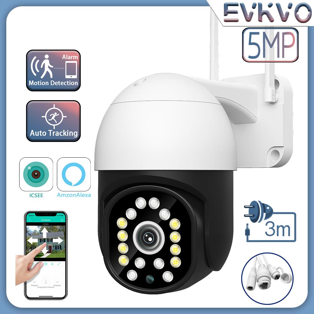 Buy EVKVO 5X Zoom Wifi Camera Outdoor PTZ Two Way Audio IP Camera Color ...