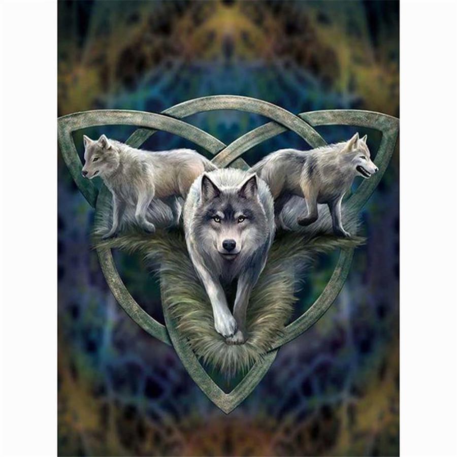 Satın alın Full 5D DIY Diamond Painting Three wolves Cartoon Diamond ...