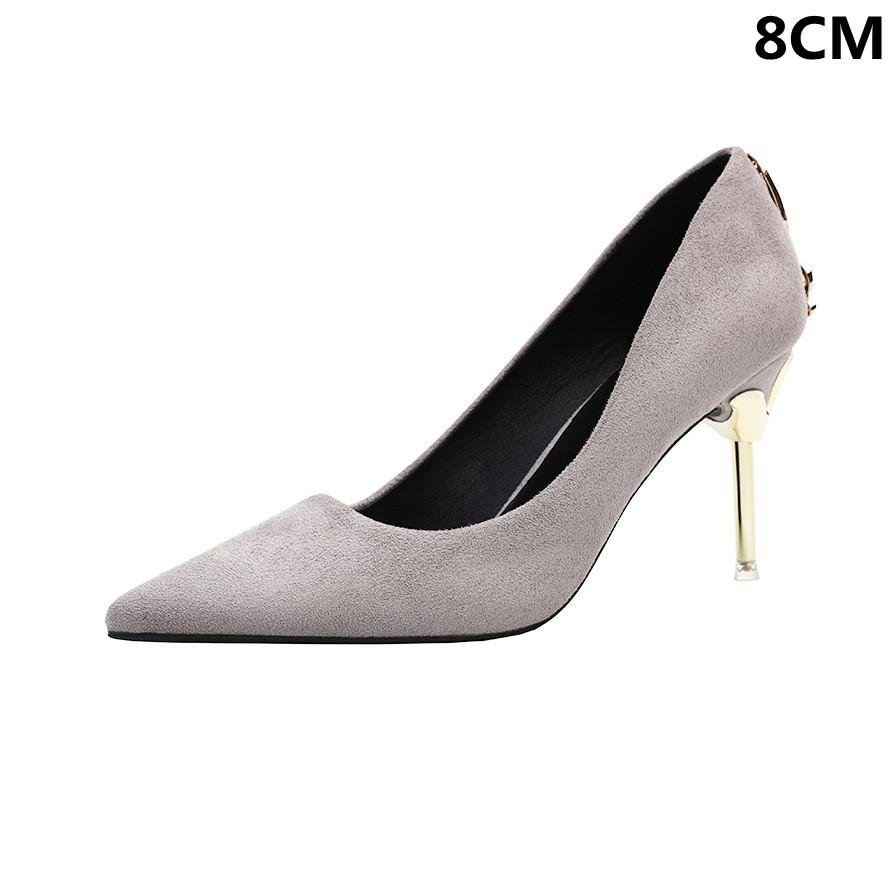 Buy No.55 Pointed High Heels, Metal Single Shoes, Thin Heel Bow Women's ...