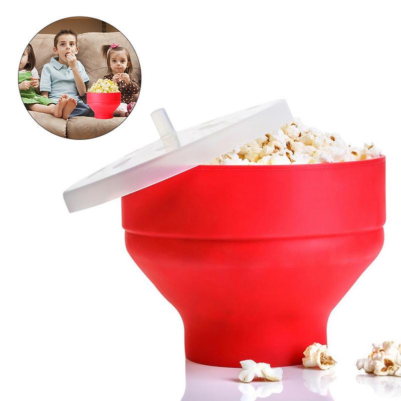 Buy Microwave Popcorn Popper Silicone Maker Collapsible Bowl with Lid ...