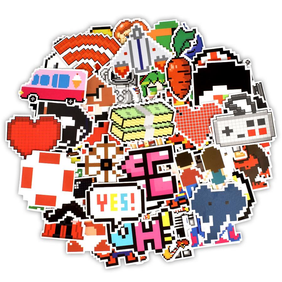Buy 50 PCS Cartoon Pixel Style Stickers Kids Toy Mosaic Classic Role ...