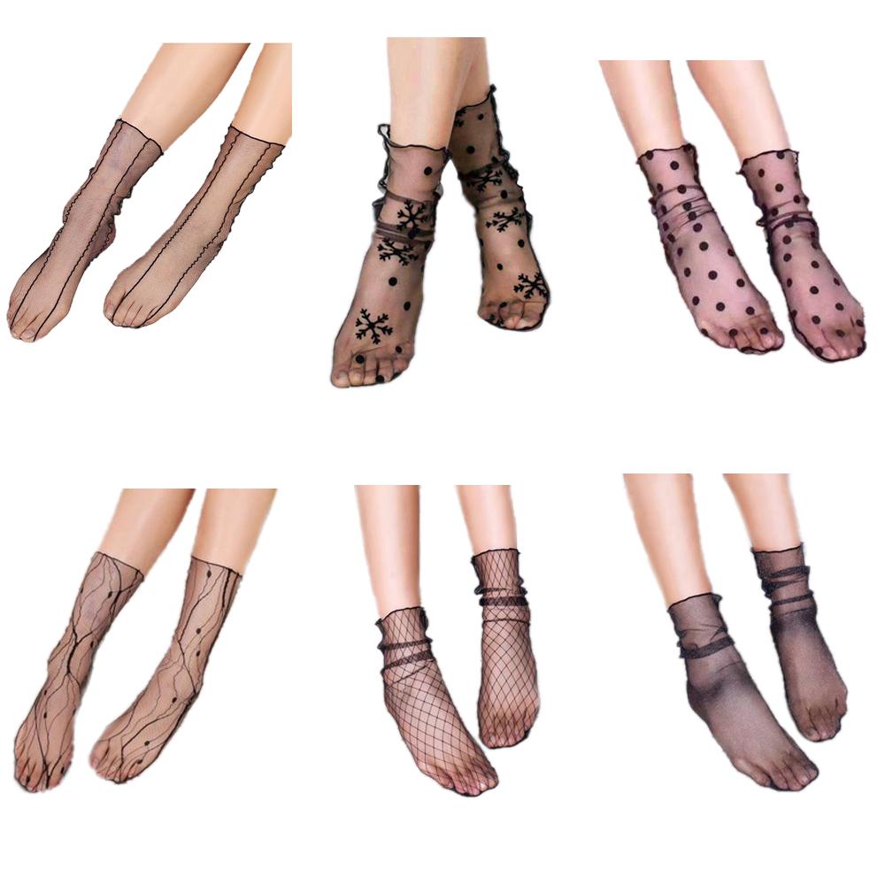 Buy Fashion Women Elastic Glitter Mesh Ankle Socks Sexy Soft Breathable ...
