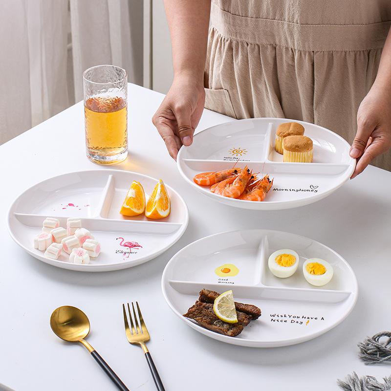 Satın alın Round Three Compartment Plate Simple Breakfast Bread Salad ...