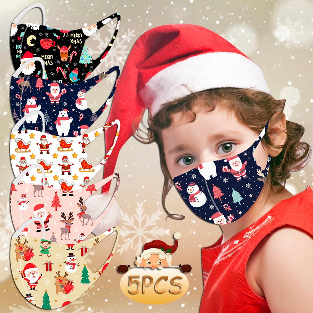 Buy SOC 5PCS Christmas Kids Outdoor Protect Mask Safety Reusable Face ...