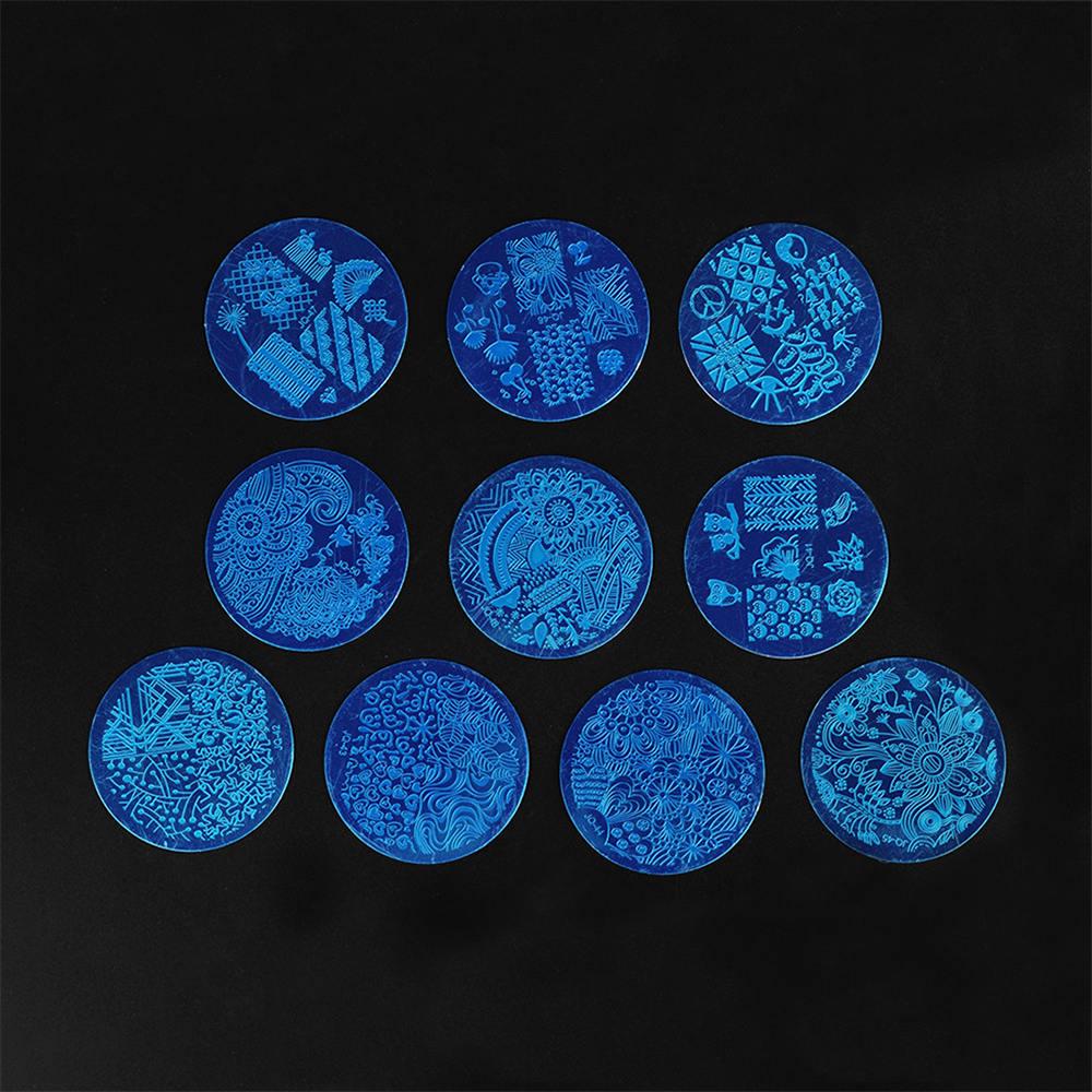 Buy 10pc Geometry Round Nail Stamping Plate Silicone Nail Art Beater ...