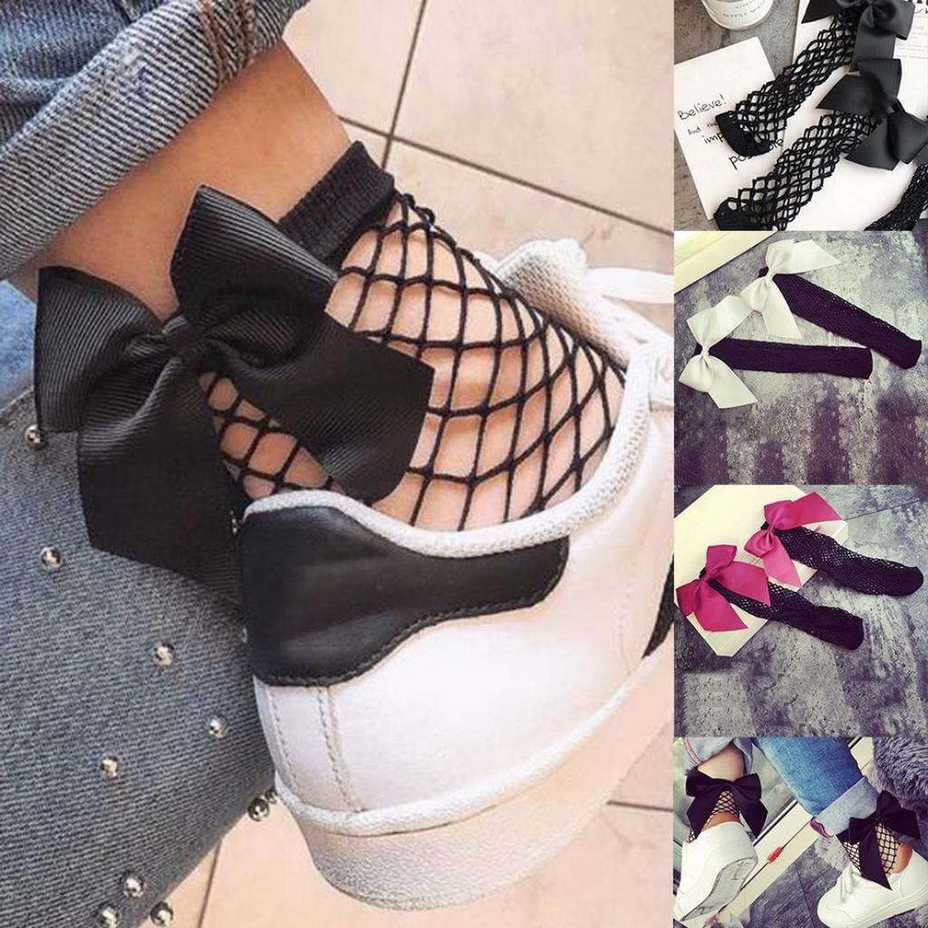 Buy Fashion Chic Women Girl Fishnet Net Mesh Bowknot Hollow Ankle High ...