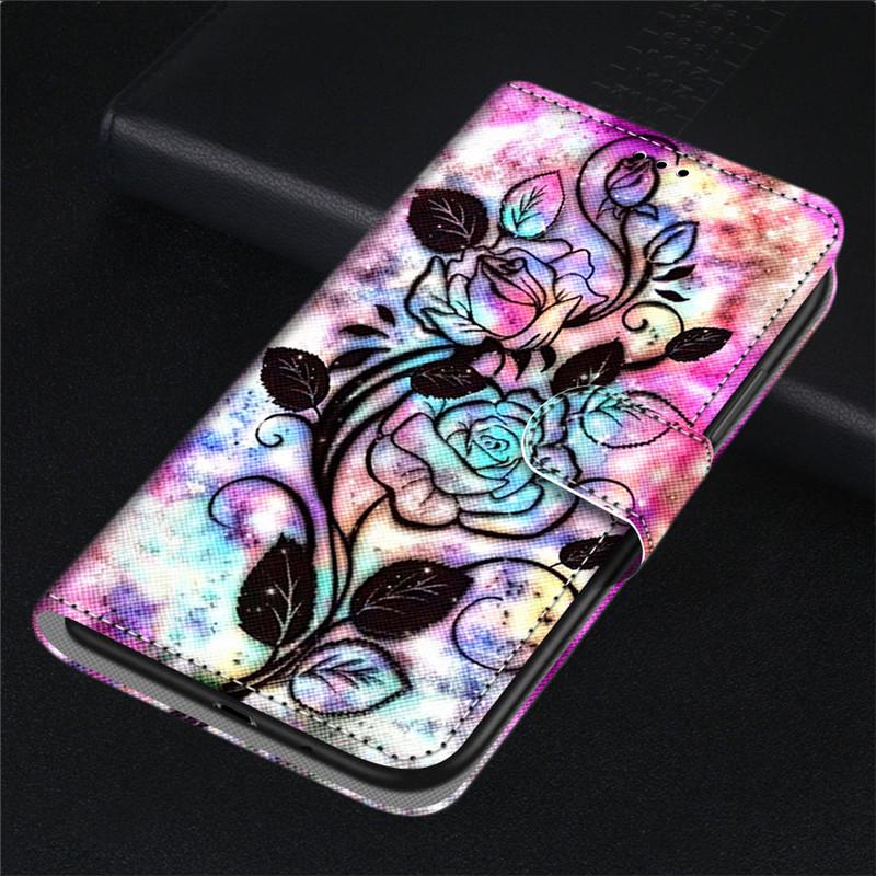 Cheap Luxury Flip Cover PU Leather Wallet Card Slots Rose Flower ...