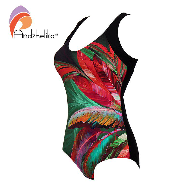 Cheap Andzhelika Leaves Print One-Piece Swimsuit Women Plus Size ...