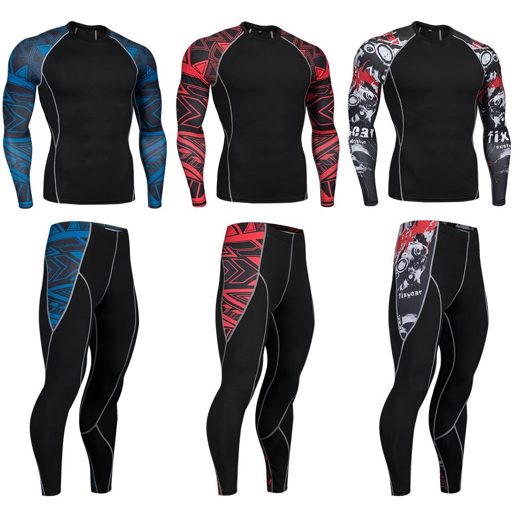 Buy Sports Tights Workout Clothes Suit Men's Quick-drying Long-sleeved ...
