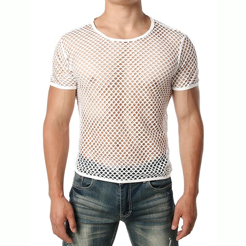 Buy Men's Summer Cool Mesh Slim Casual Short Sleeve T-Shirt Mesh T ...