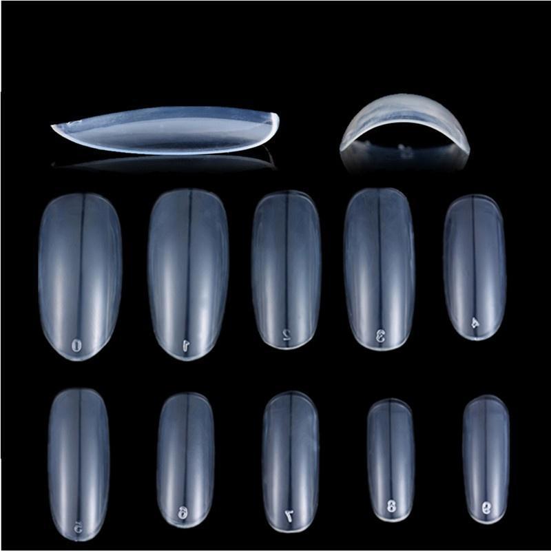Buy 100pcs Short Oval Natural French Tips Full Cover Acrylic With Box ...