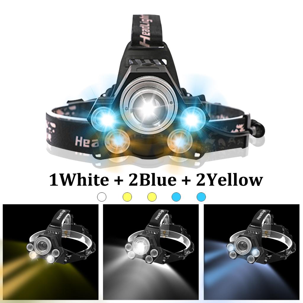 5 LED Headlight 50000LM T6 Waterproof Headlamp Headlight Torch Lamp for ...