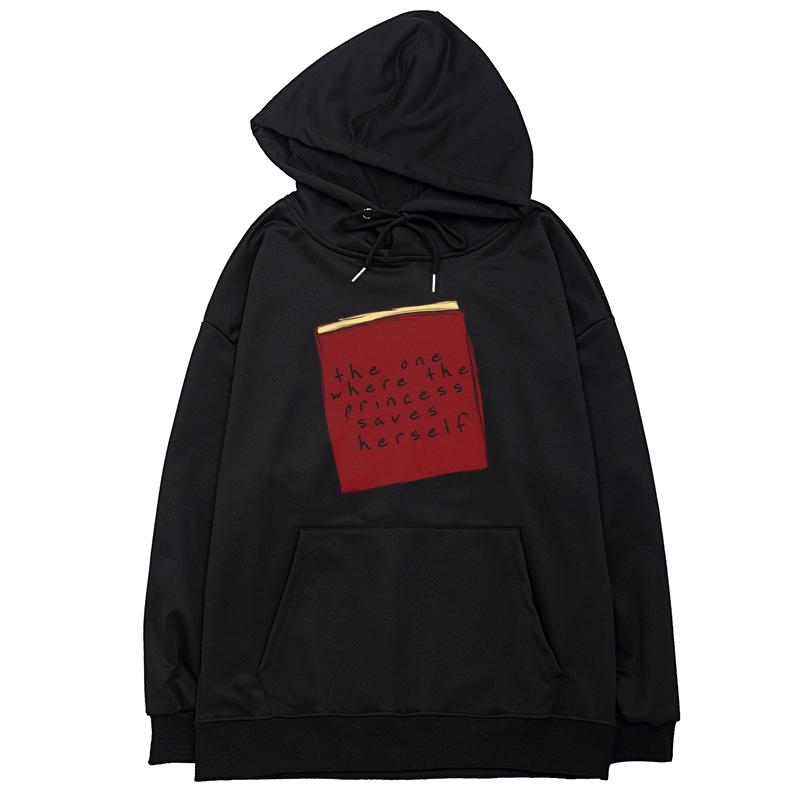 Buy Self Saving Princess Printed Black Autumn And Winter Hoodie Long ...