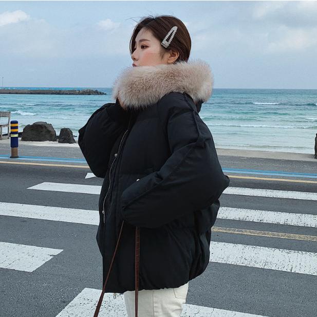 💰Kjøp 2022 New Winter Jacket Women Parkas Big Fur Collar Hooded Coat Warm Cotton padded Parka ...