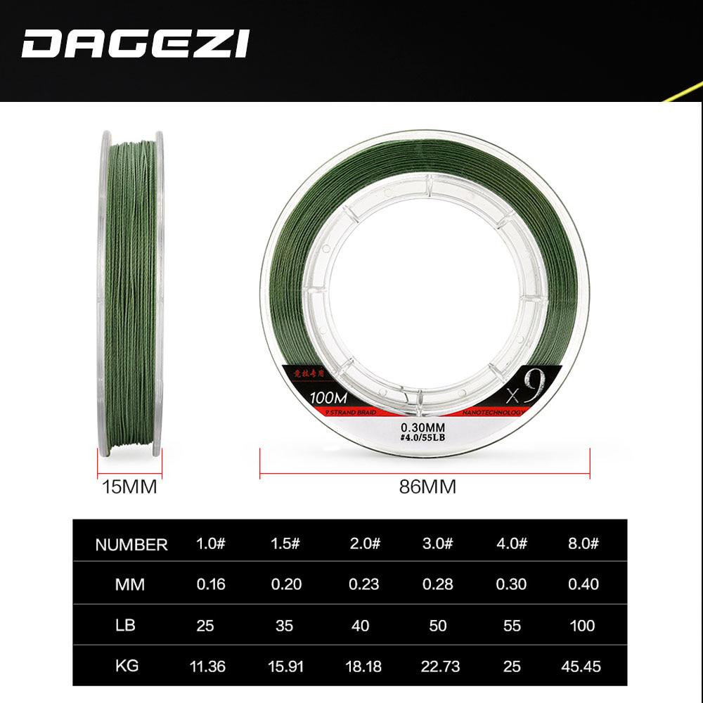 Buy 9 Strand PE Braided Fishing Line 100M Multifilament Fishing Lines ...