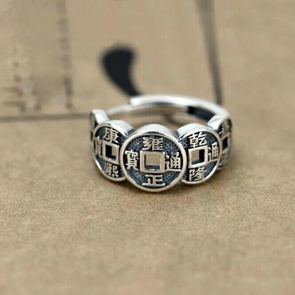 Cheap IDH Five Emperor Coin Auspicious Open Ring Women Men Adjustable ...