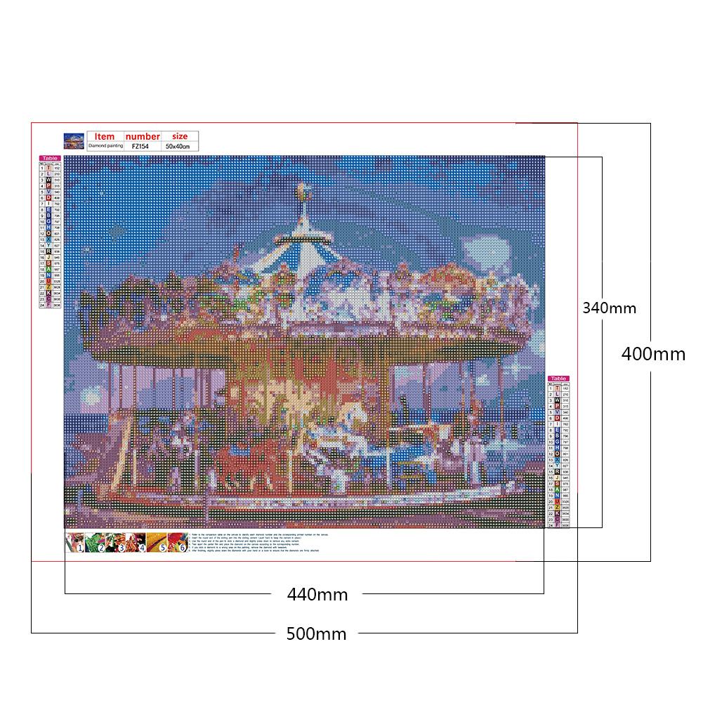 Buy 5D DIY Carousel Full Square Drill Diamond Painting Kit Artwork ...