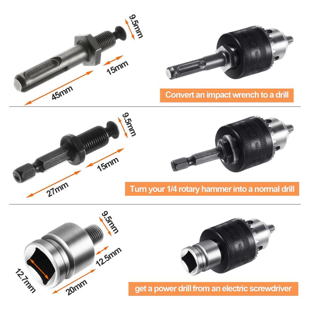 Buy Quick 5Pcs/Set 10mm 3-jaw Changed Chuck Drill Wrench Key Converter ...