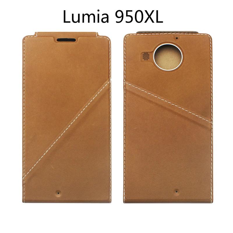 Genuine Leather Flip Case Cover for Microsoft Nokia lumia 950XL Back ...