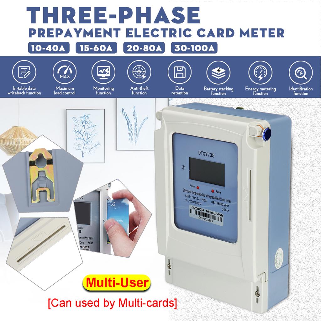 Buy 4-Wire 3-Phase Card Meter Electronic Energy Prepayment 3X 220/380V ...