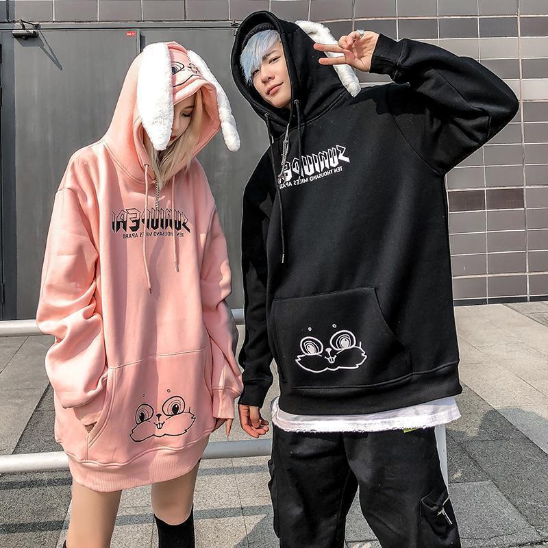 Cheap Couple Hoodies Animal Printed Kawaii Rabbit Hoodie Sweatshirt ...