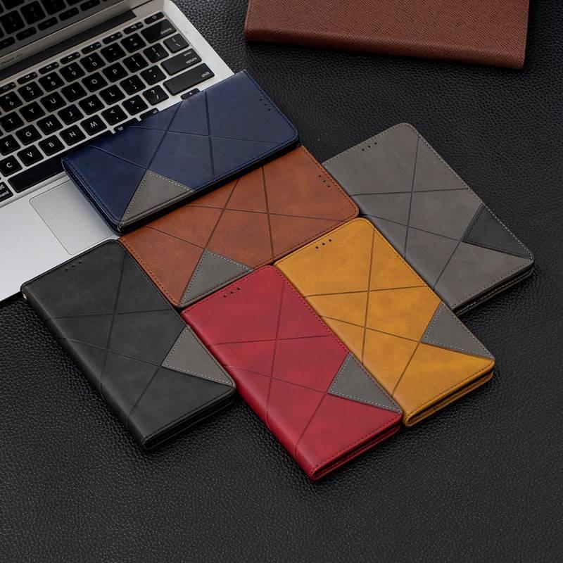 Buy Retro Lozenge Splice Pattern PU Leather with Wallet Design Phone ...