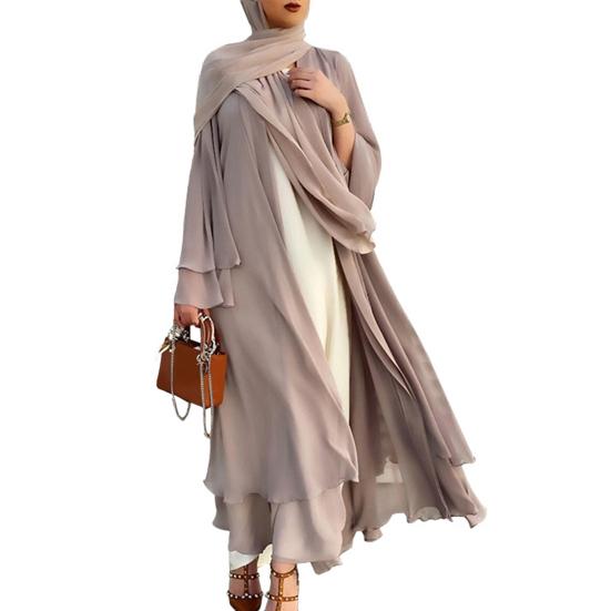 Cheap Women Simple Elegent Beauty Lady Dress Chiffon Double Layer Robe ...