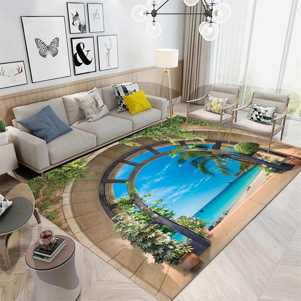 Cheap Forest Waterfall Area Rug Tree Landscape Indoor Modern Area Rug ...