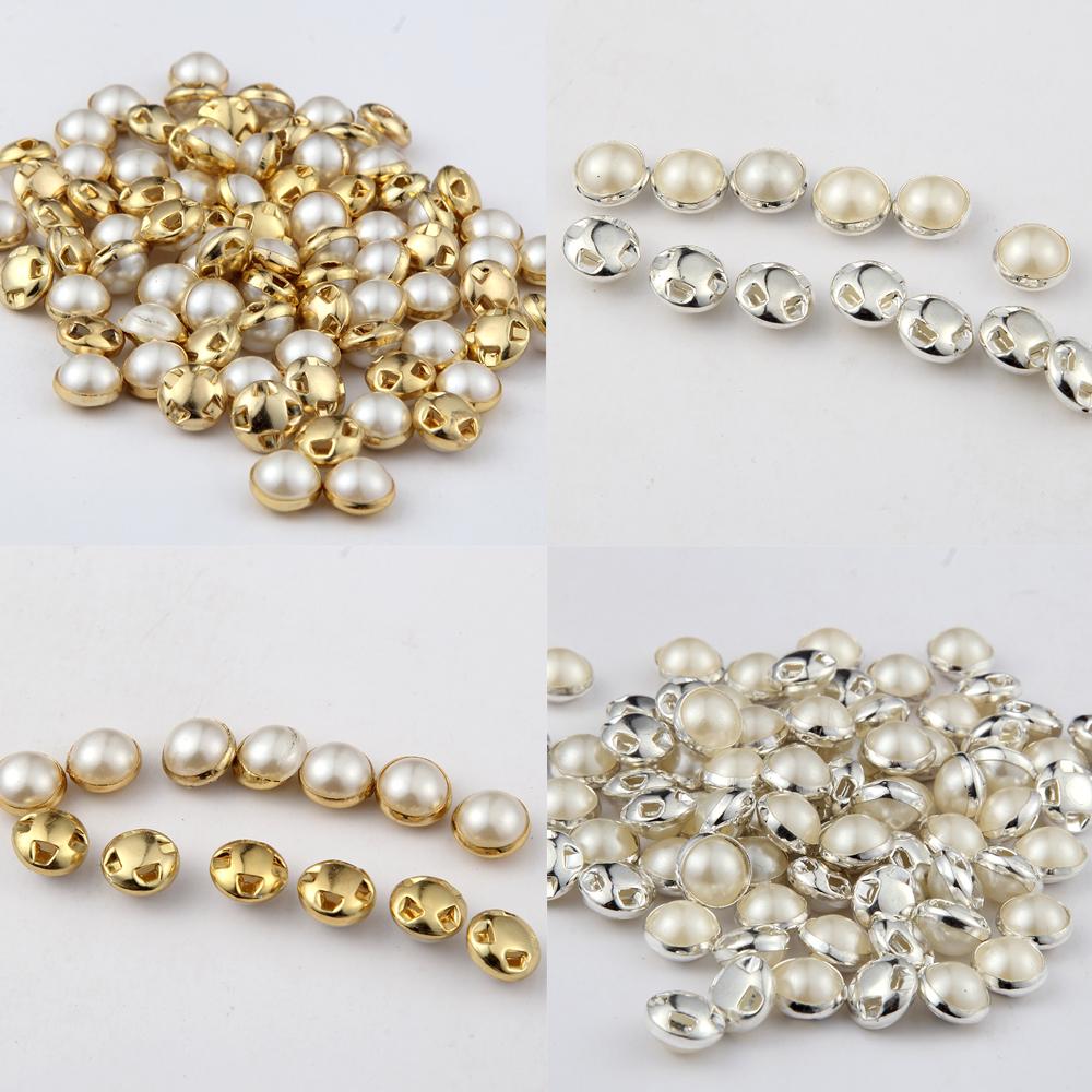 Buy 12mm Button 100pcs/set Cross Bottom Beaded Pearl Buckle Plastic ...