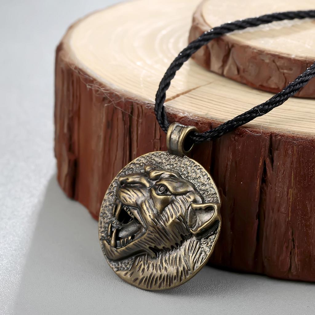 Buy Vintage Men Jewelry Tiger Charm Necklace Viking Panther Head Animal ...