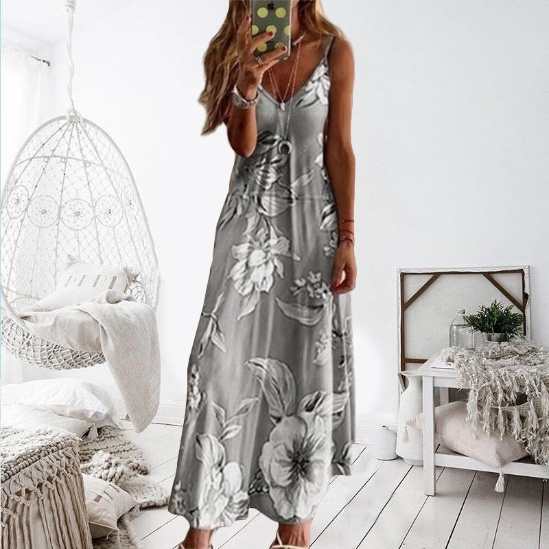 Plus Size Women's Fashion Sun-dresses Sexy V-neck Maxi Summer Beach ...