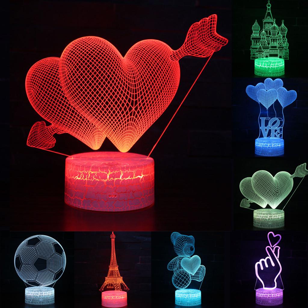3D Led Illusion Lamp 7color Changing Touch Control Acrylic Night Light ...